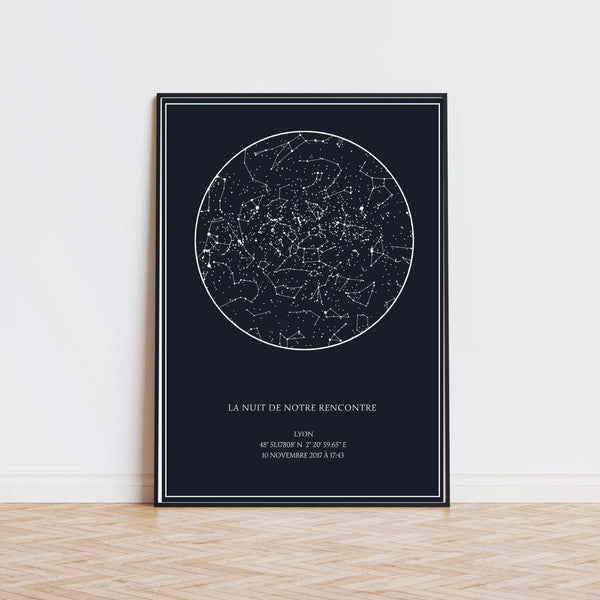 Affiche carte du ciel personnalisée, avec constellations | 9€99 en PDF