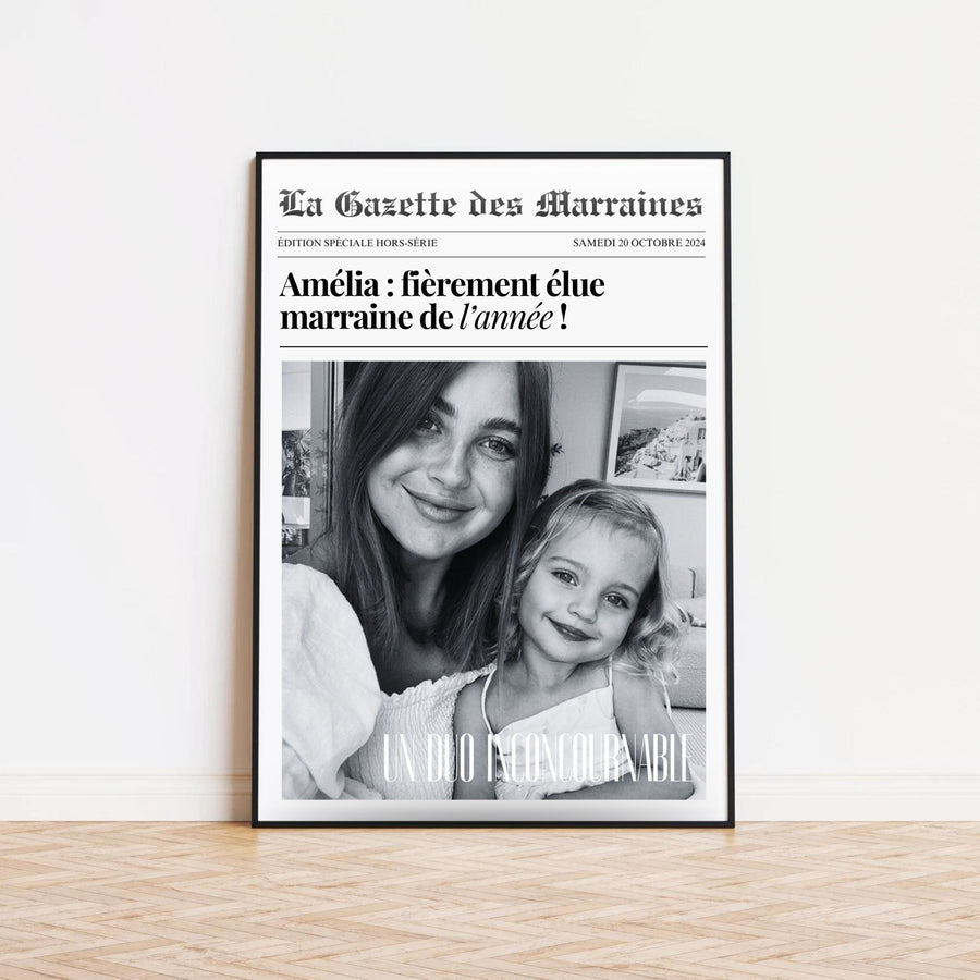 Affiche marraine personnalisée "La Gazette des Marraines" - Dès 9€99