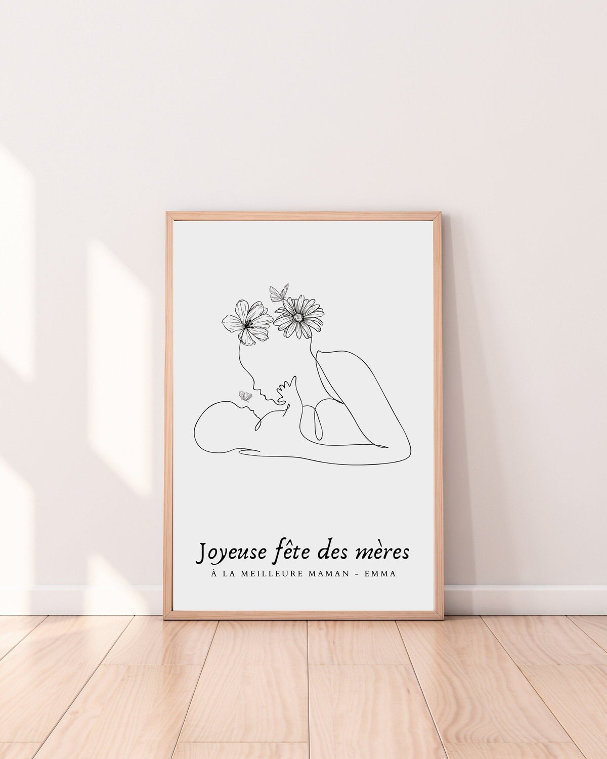 Cadre fête des mères - Illustration maman & bébé + message personnalisé ...